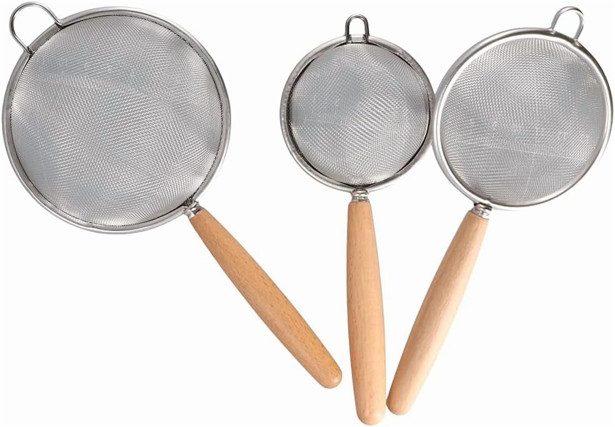 3 Pcs Kitchen Fine Mesh Strainers, Stainless Steel Wire Mesh Oil ...
