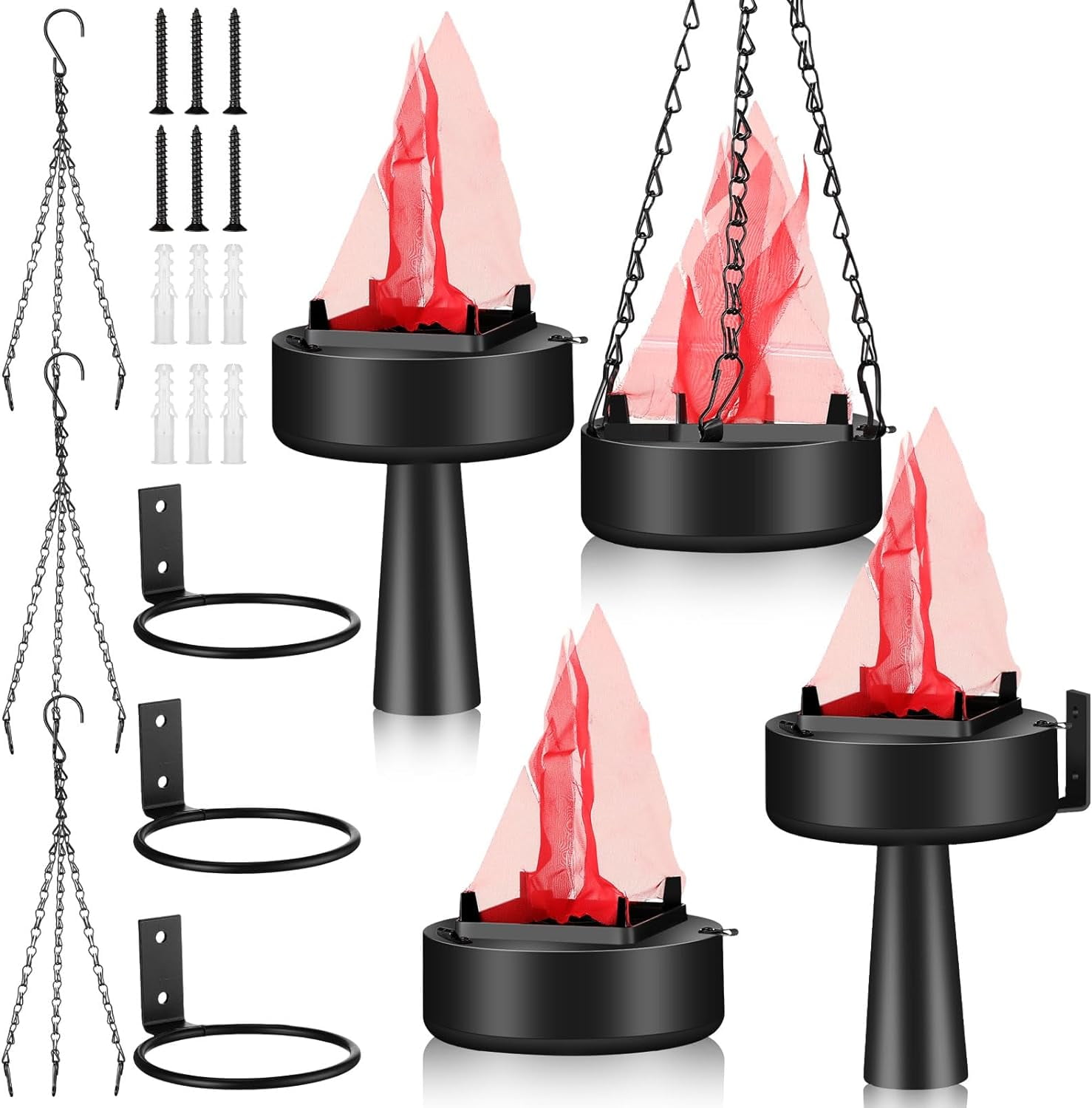 3 Pcs LED Fake Fire USB Rechargeable Artificial Fire Flames 3D 3 in 1 ...