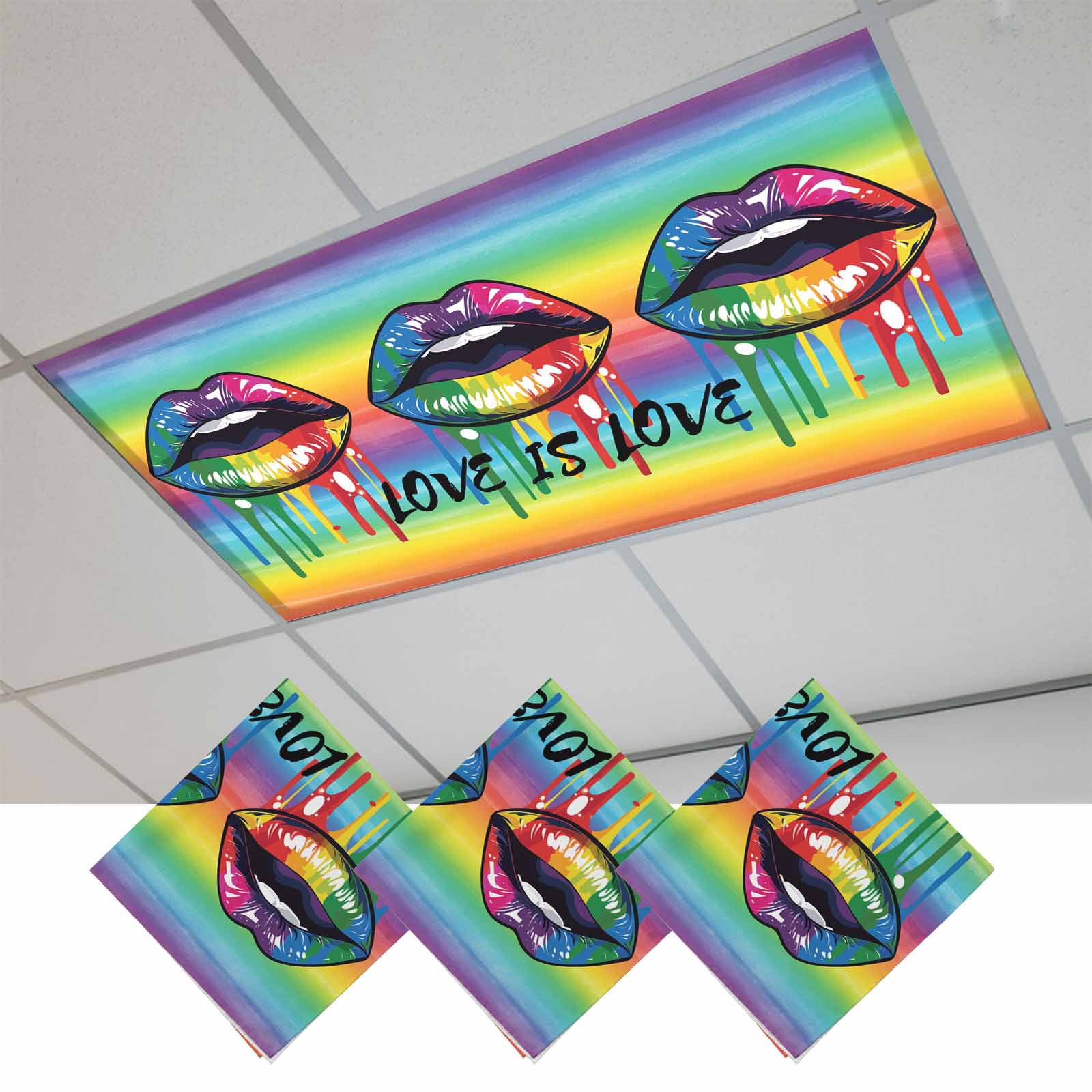 3 Pcs LOVE IS Fluorescent Light Covers LOVE Colored Lips Rainbow ...