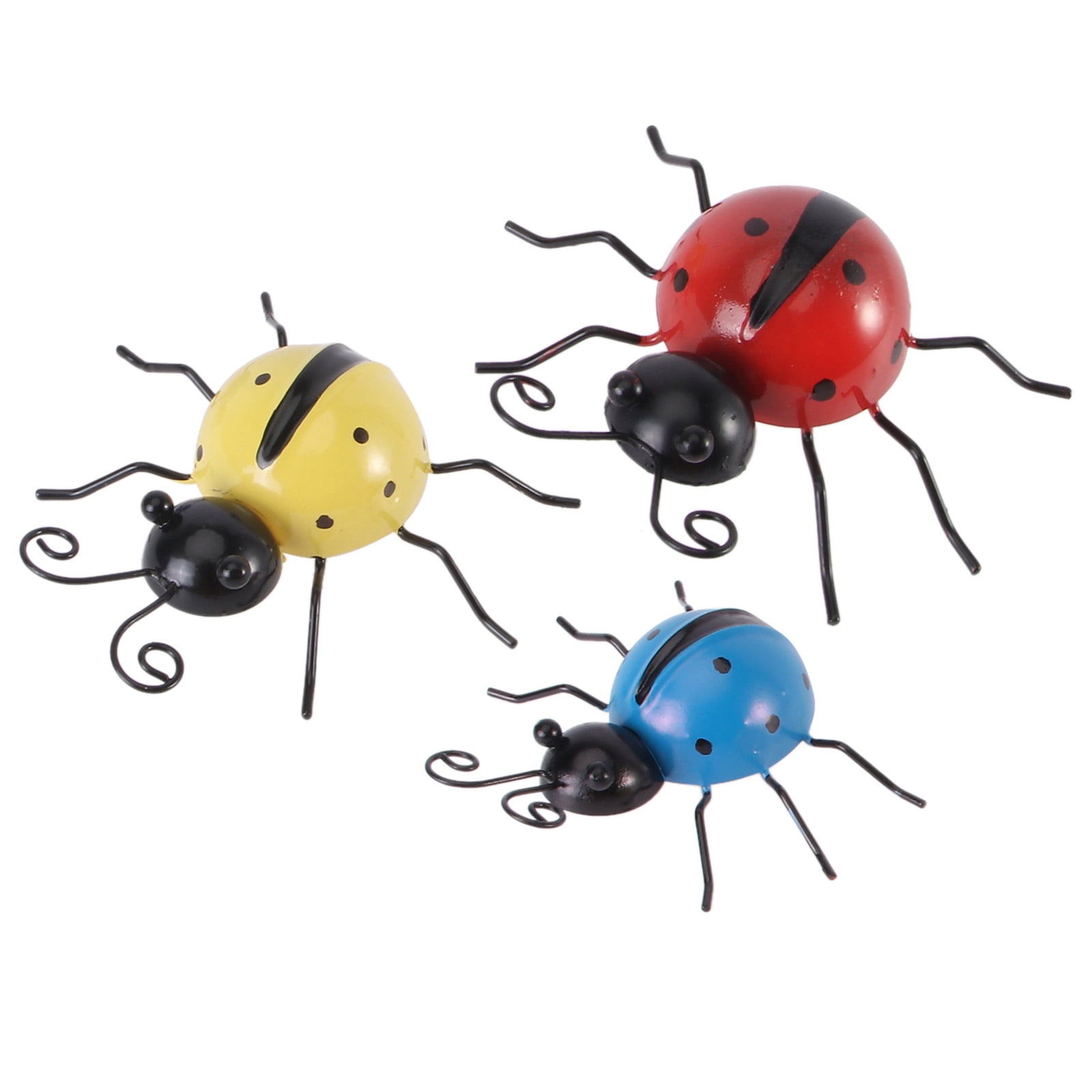 3 Pcs Ladybug Garden Decor Artificial Figurines Outdoor Wall Sculptures ...