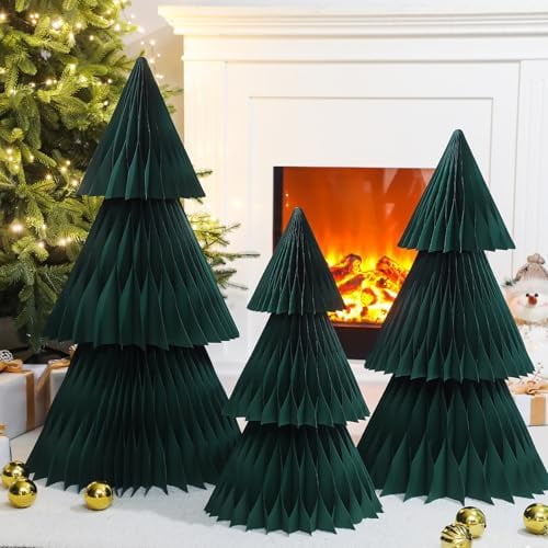 3 Pcs Large Honeycomb Paper Christmas Trees - 3ft 2.5ft & 2ft Christmas ...
