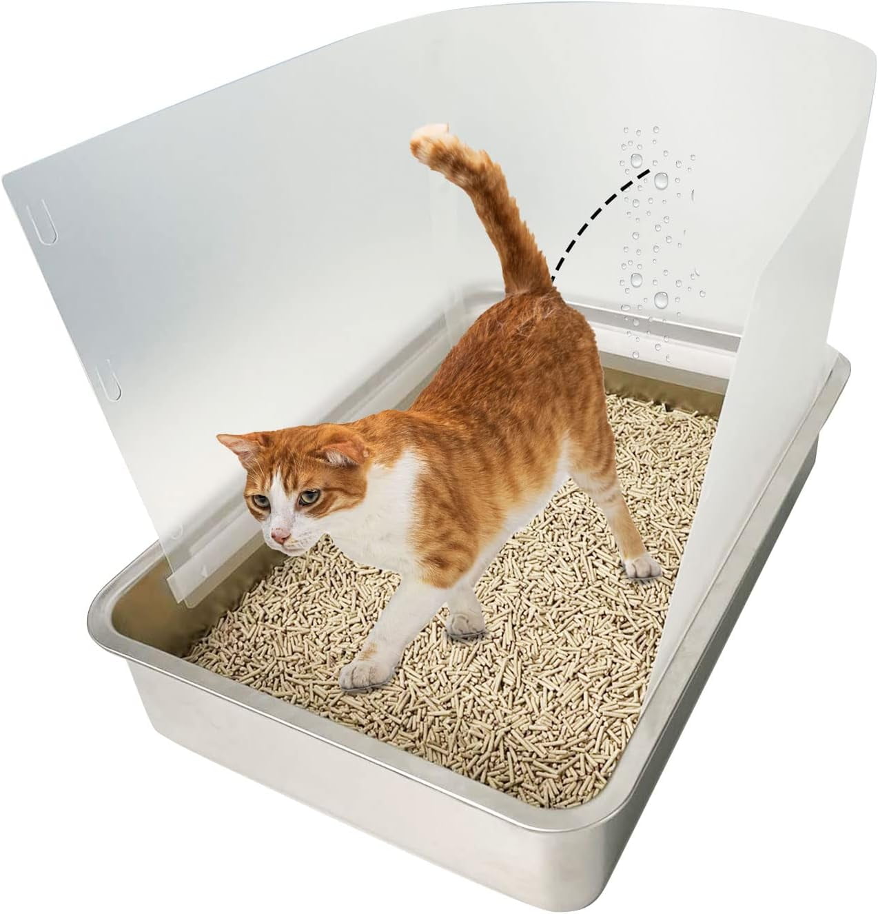 3 Pcs Large Size Connectable Cat Litter Box Pee Shields High Side Easy ...
