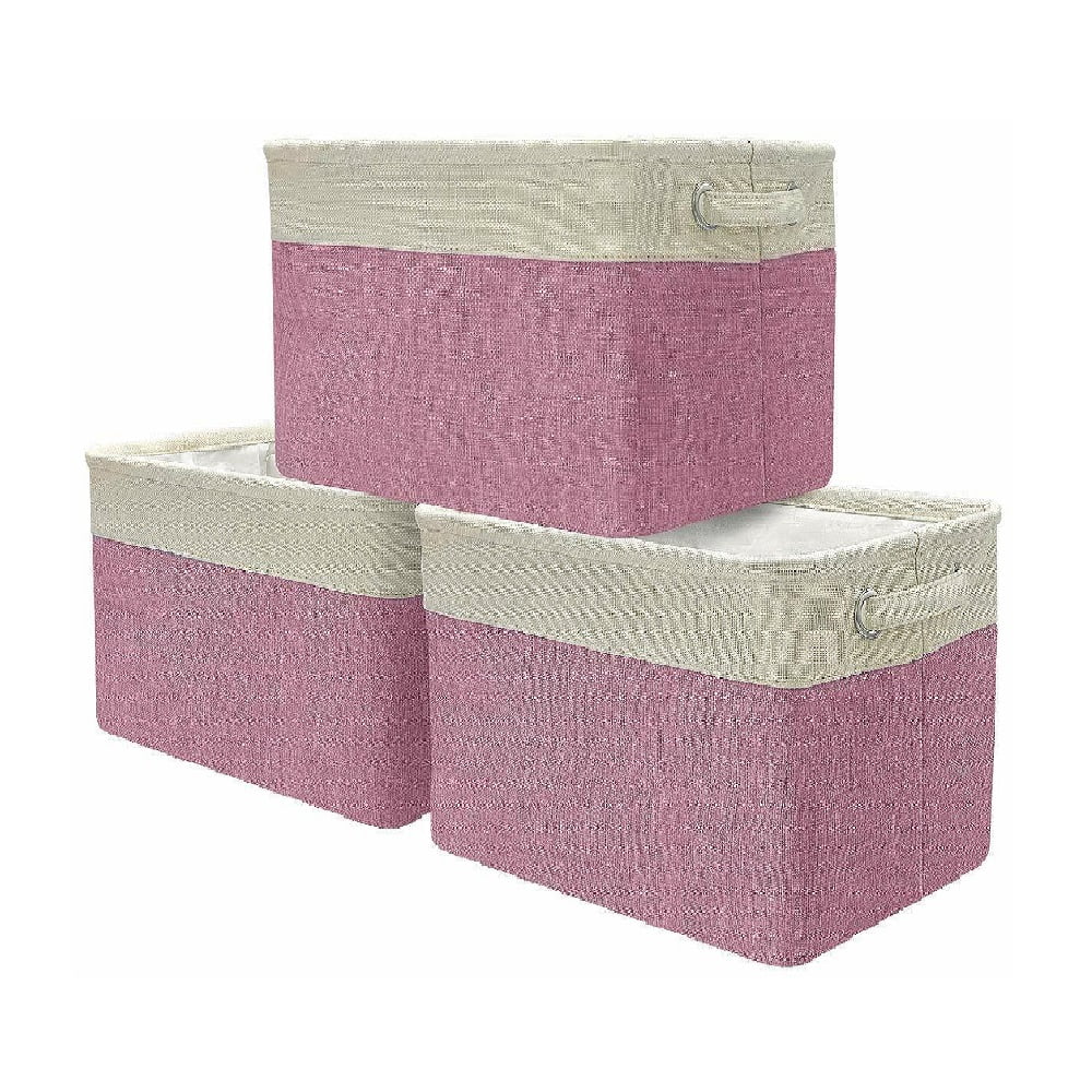 3 Pcs Large Storage Rectangular Basket Set Fabric Collapsible Organizer ...