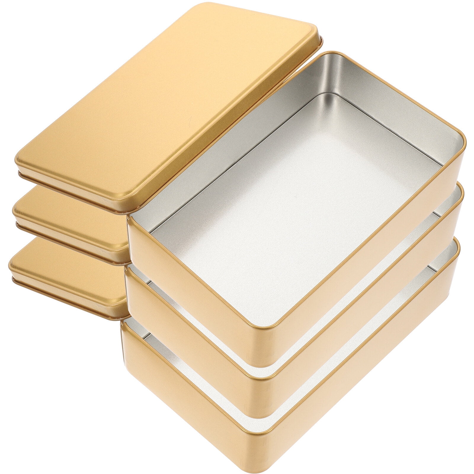 3 Pcs Large Tinplate Box Gold Gift Boxes Popcorn Containers Bulk Golden ...