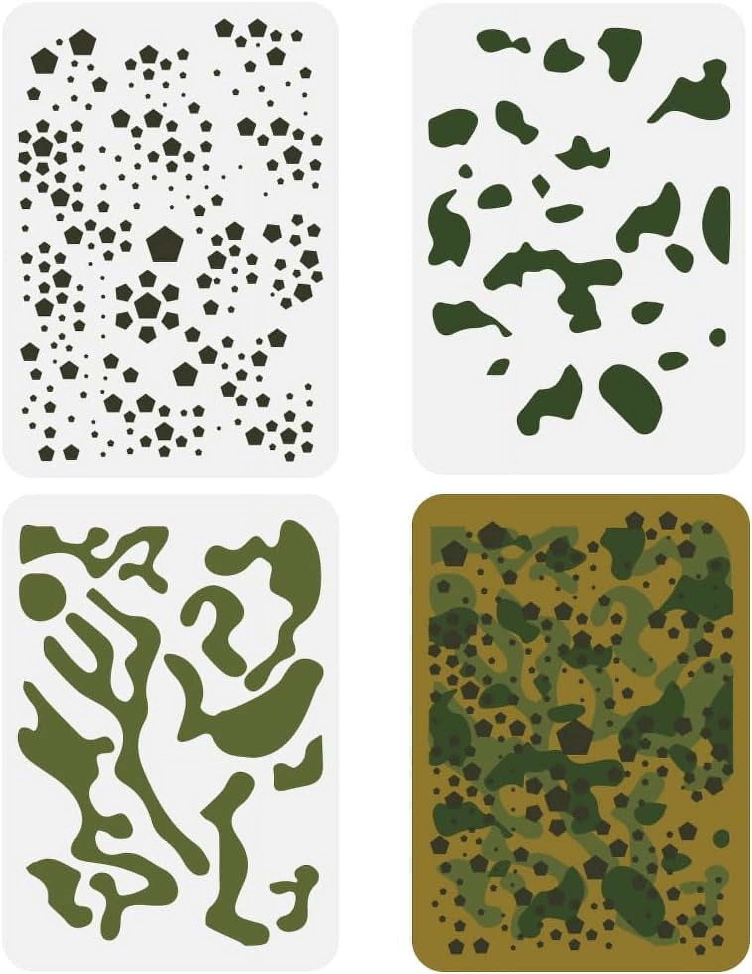 3 Pcs Layered Camo Painting Stencil 11.7x8.3inch Reusable Pentagon ...