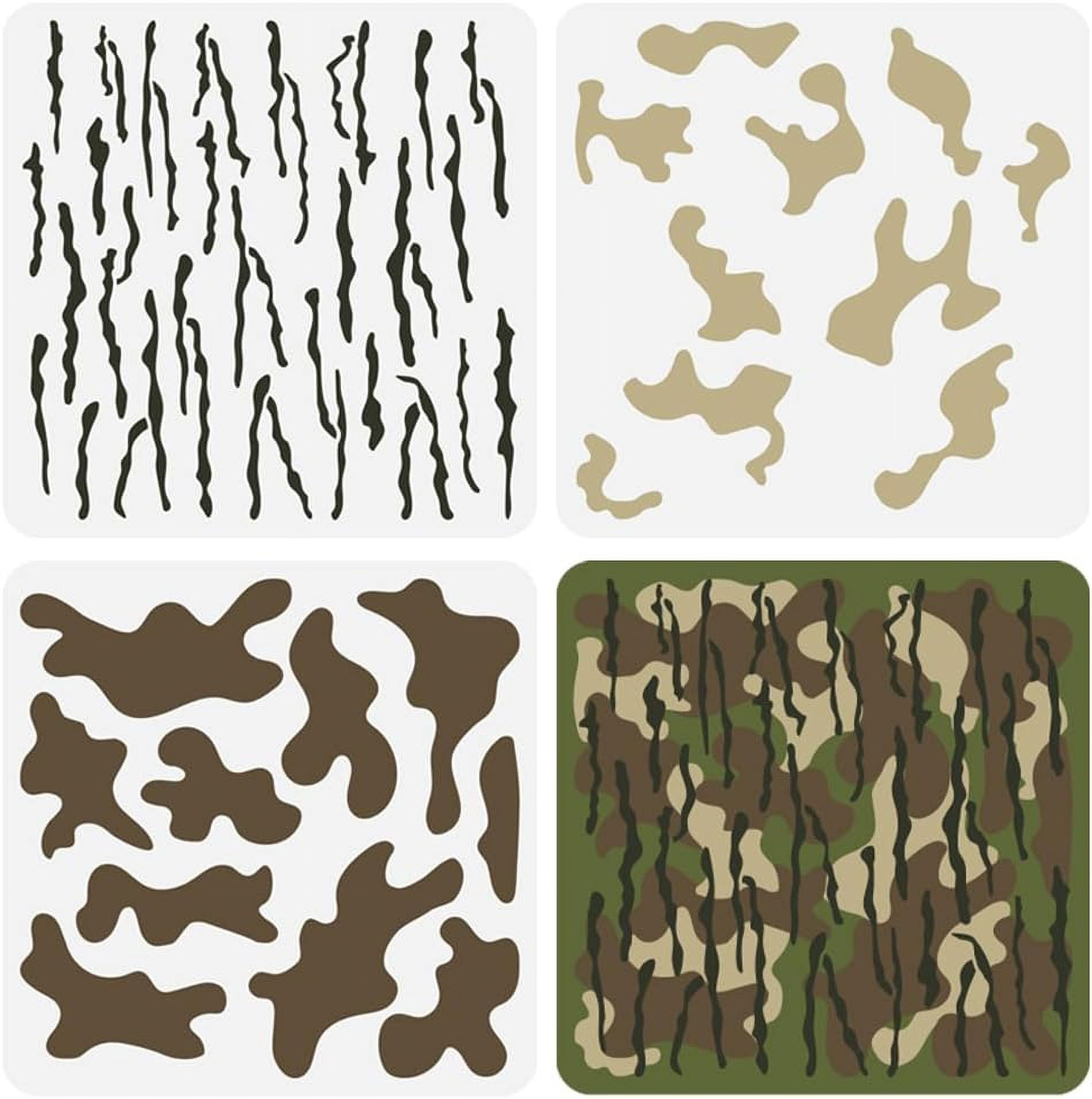 3 Pcs Layered Camo Stencils 11.8x11.8 inch Camo Painting Stencil ...