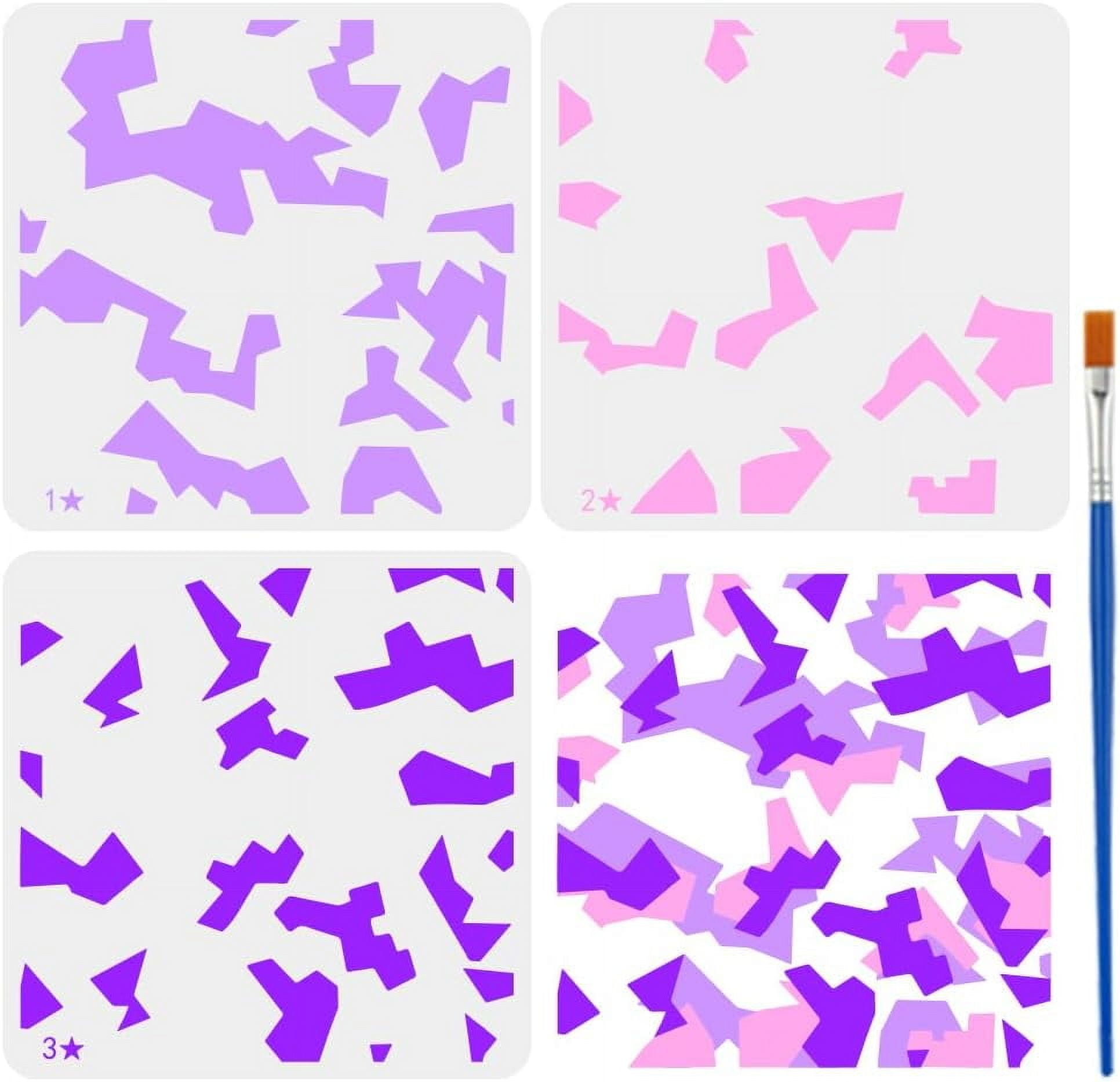 3 Pcs Layered Camouflage Stencil with A Paint Brush 11.8x11.8inch ...