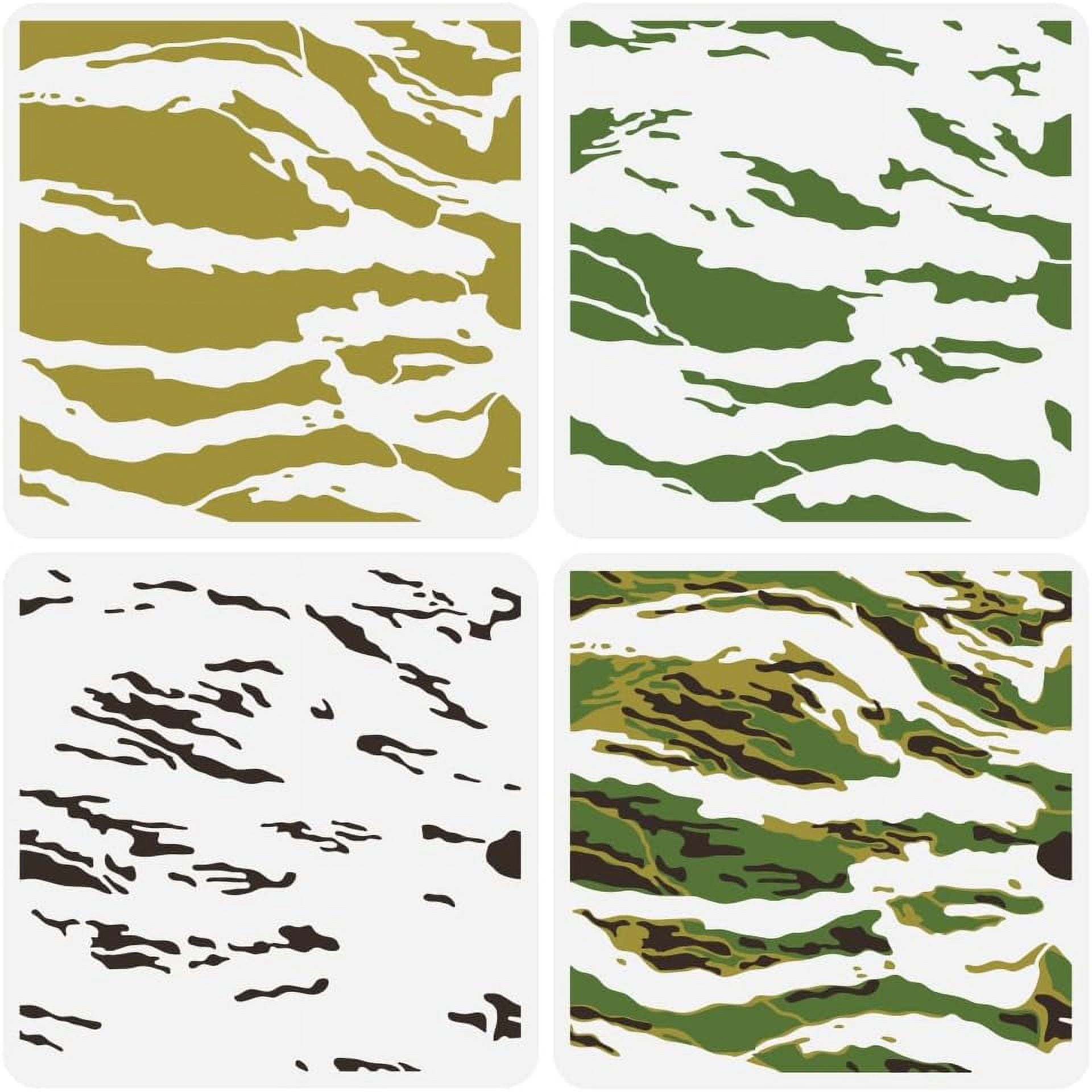 3 Pcs Layered Tiger Stripe Camouflage Stencil 11.8x11.8 inch Animal ...