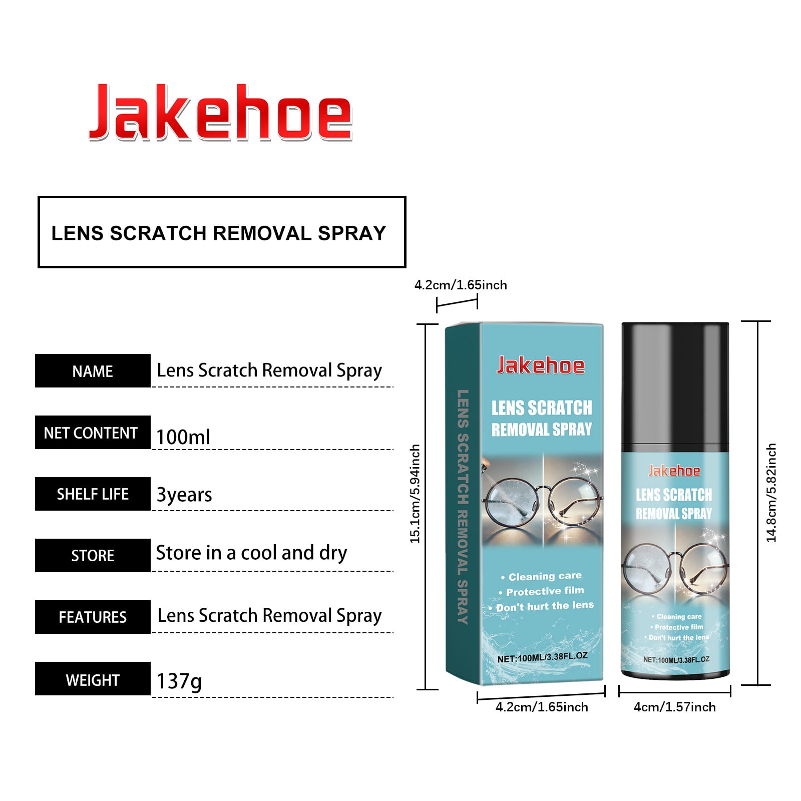 3 Pcs Lens Scratch Removal Spray - High Concentration Cleaner for ...