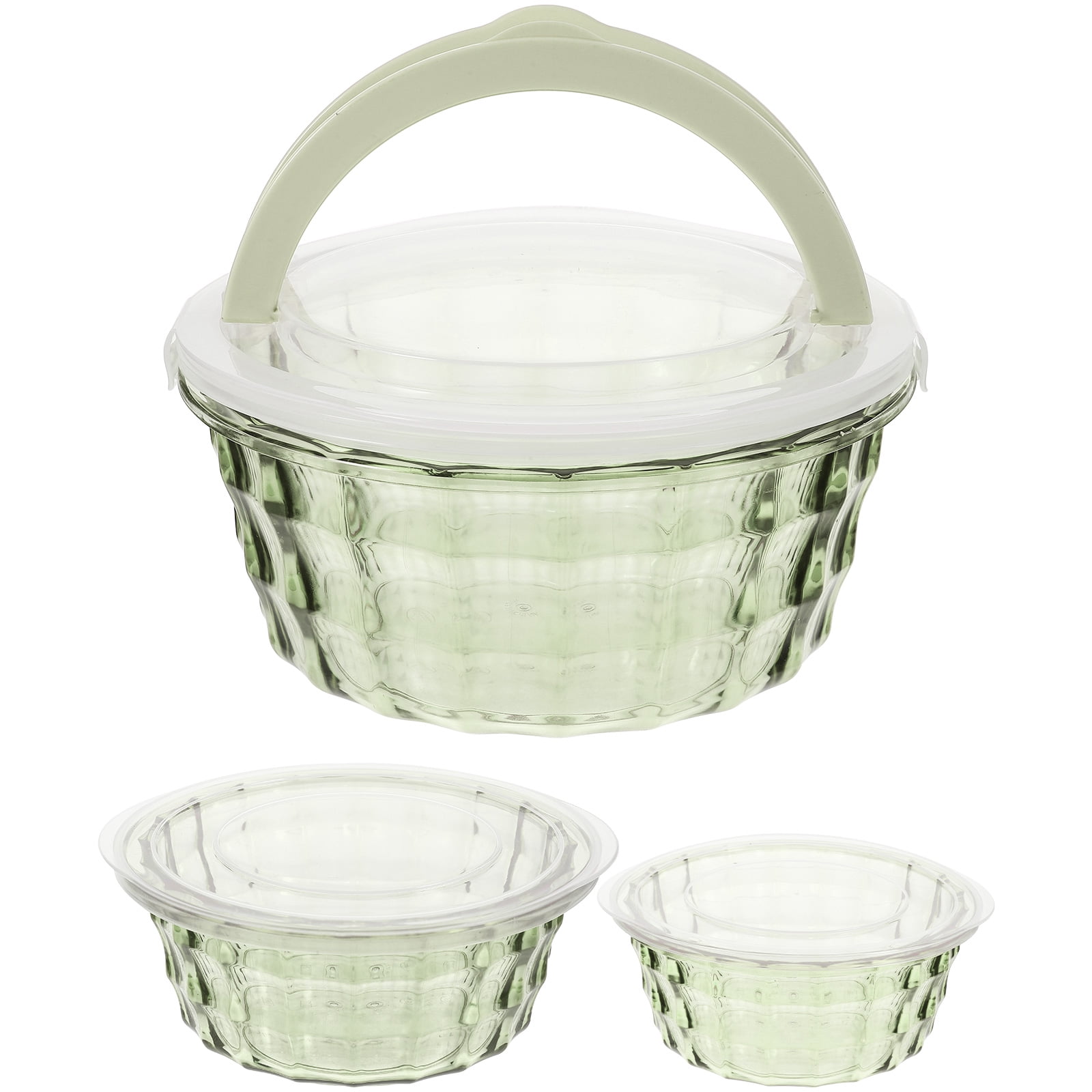3 Pcs Lid Snack Crisper Salad Container Picnic Container 21.5X21.5X8 ...
