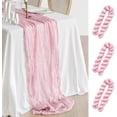 3 Pcs Light Pink Cheesecloth Table Runner, 35"×120" Cheese Cloth Boho ...