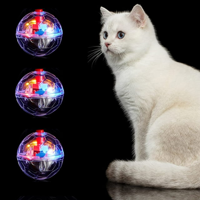 BESTSKY 3 Pcs LED Light Up Cat Balls, Motion Activated Interactive Play ...