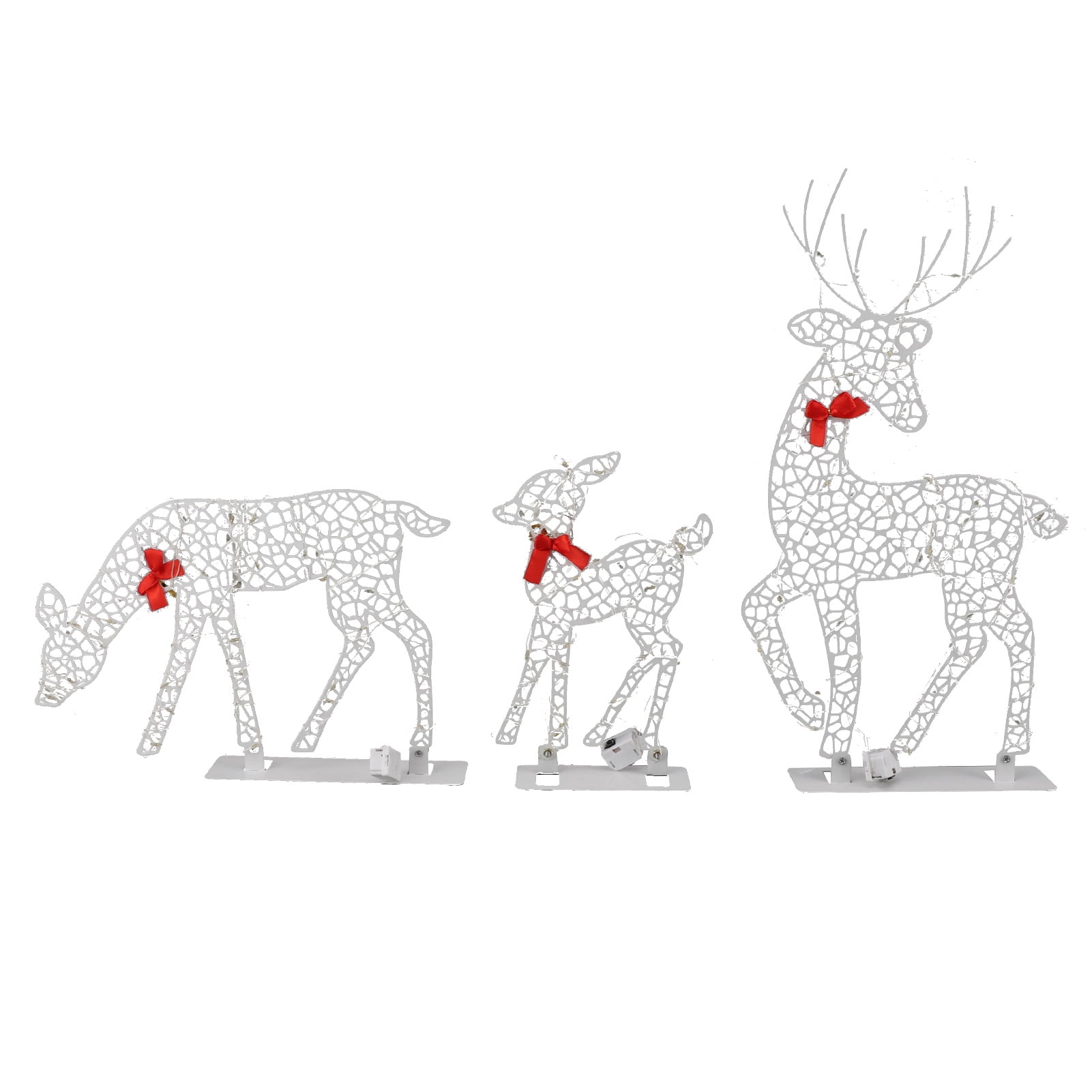 3 Pcs Lighted Christmas Decoration Deer Home Warm White Light Iron LED ...