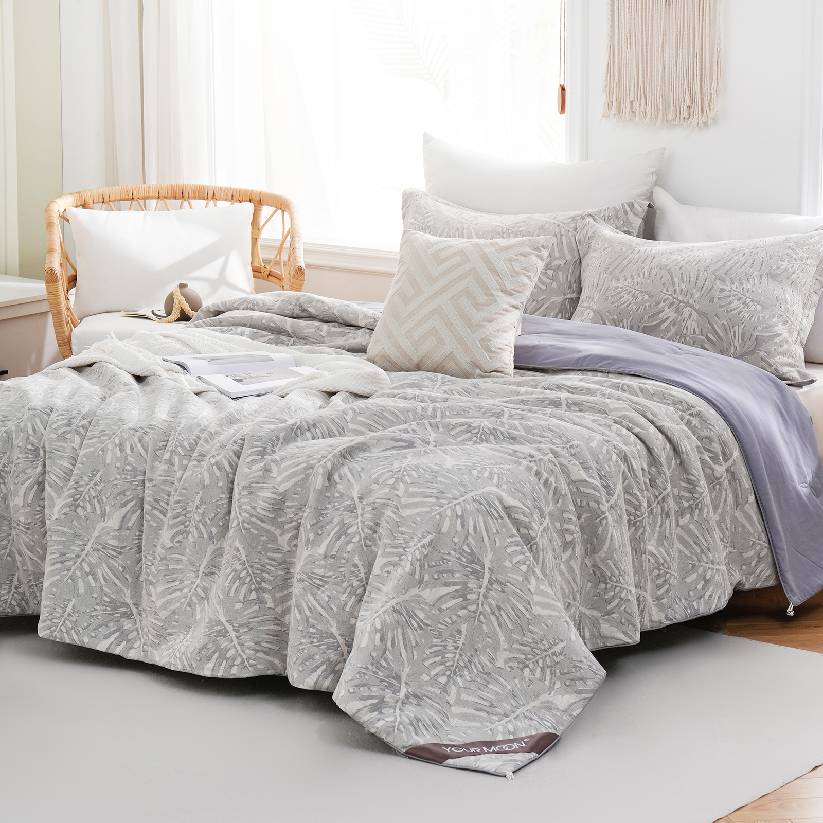 3 Pcs Lightweight Comforter Set Queen Size for Summer/Spring, 100% ...