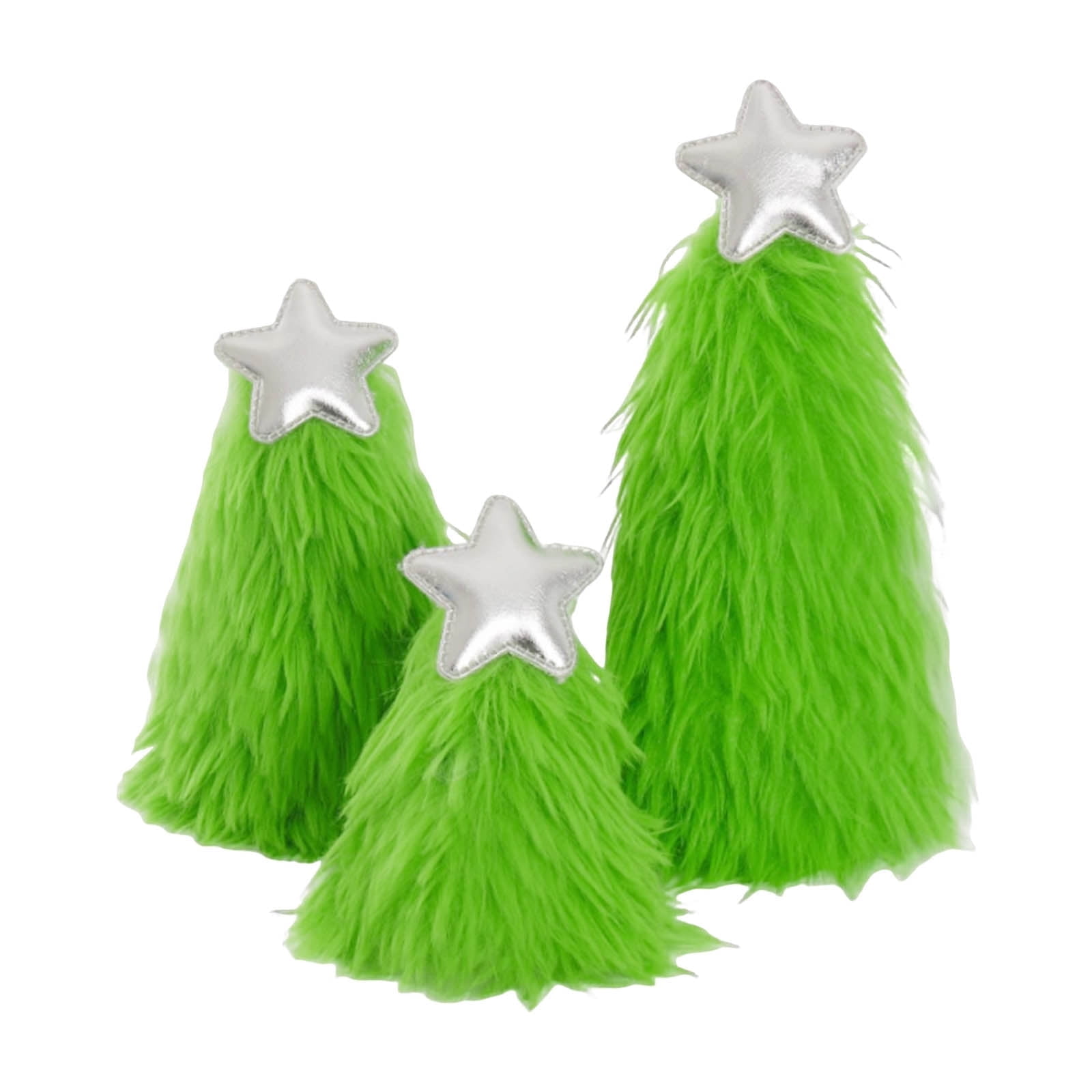 3 Pcs Lime Green Furry Christmas Decorations Mini Elf Furry Soft Faux ...