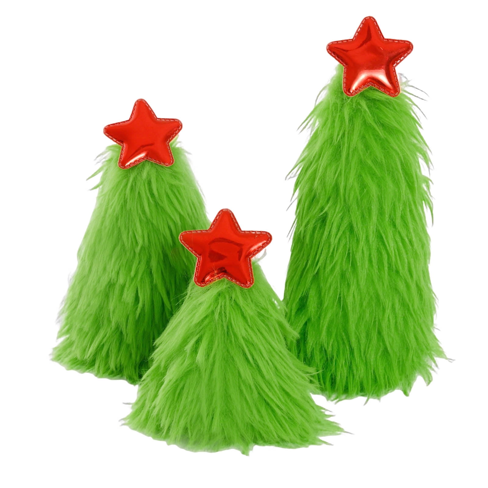 3 Pcs Lime Green Fuzzy Christmas Decorations Mini Furry Elf Soft Faux ...