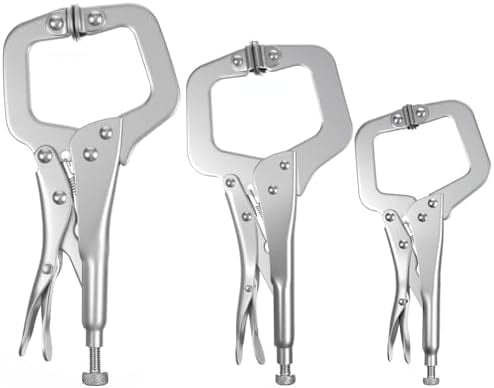 3 Pcs Locking C Clamp Set, 3 Different Sizes Silver Locking Pliers (6 ...