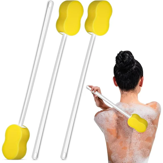 3 Pcs Long Handle Bath Sponge 22.4 Inch Lightweight Back Washer Shower ...