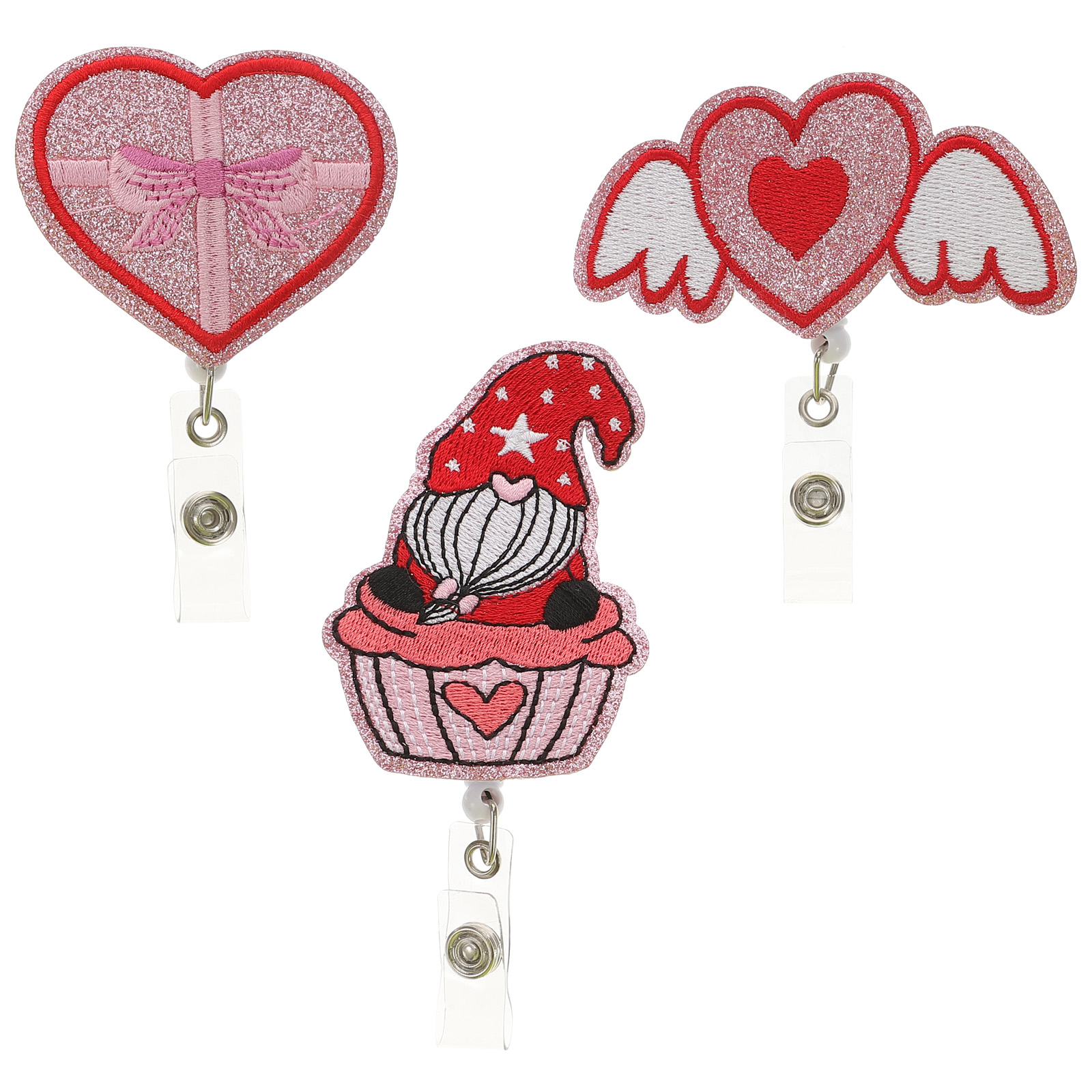 3 Pcs Love Easy Pull Button Name Badges Retractable Keychain Gift Nurse ...