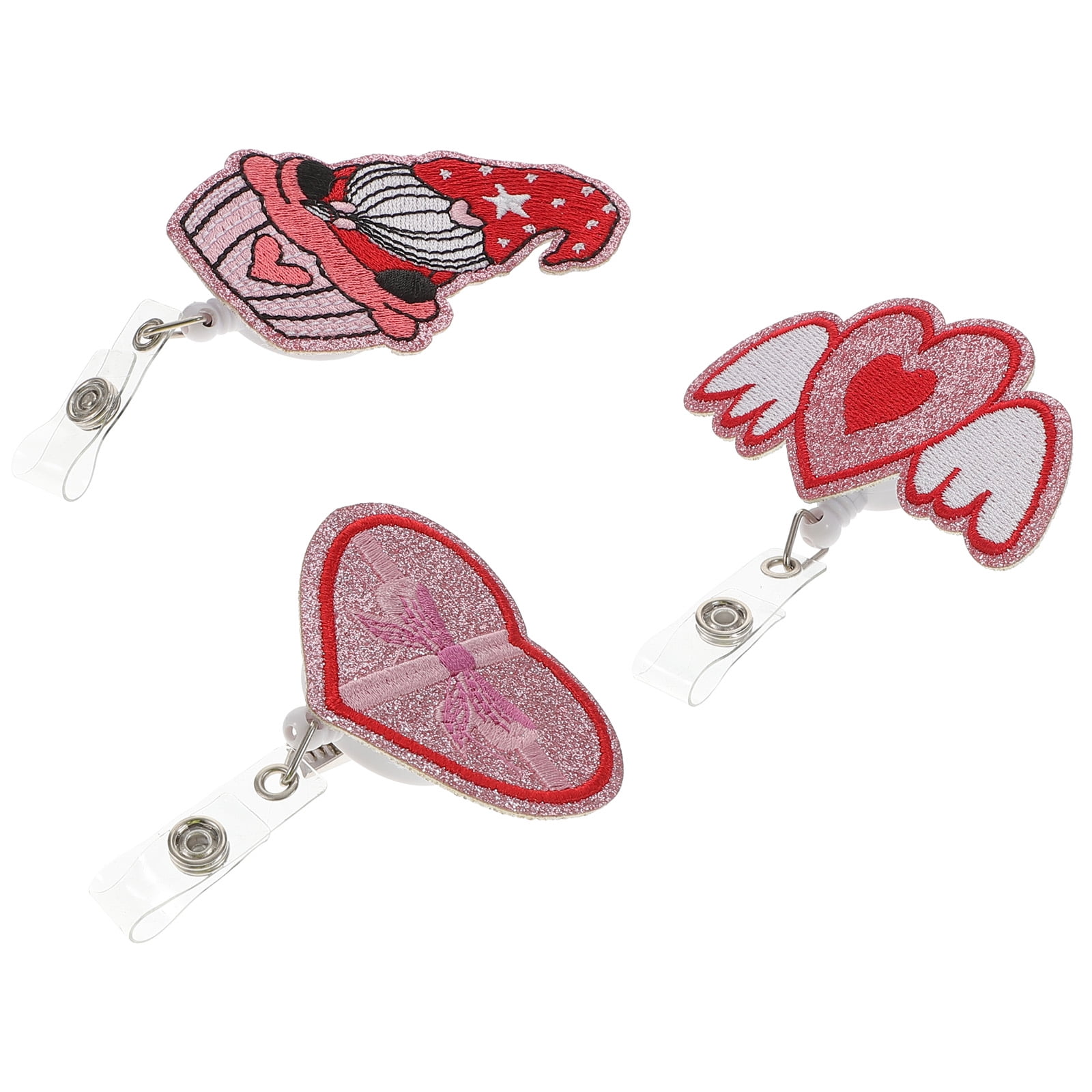 3 Pcs Love Easy Pull Button Valentine Badge Holders Name Badges ...