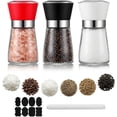 3 Pcs Manual Salt and Pepper Grinder Set, Refillable Salt and Pepper ...