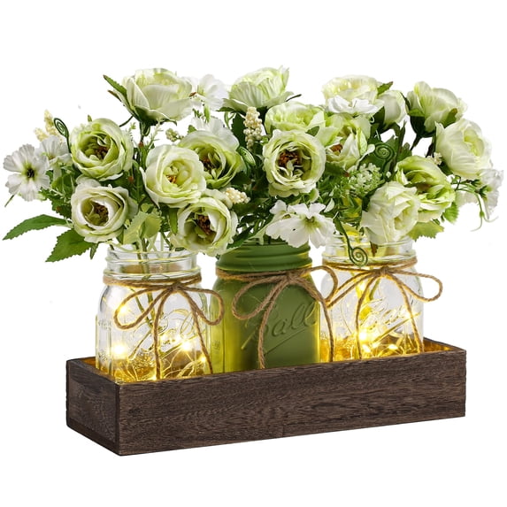 3 Pcs Mason Jar Centerpiece Table Decorations for Dining Table Decor ...