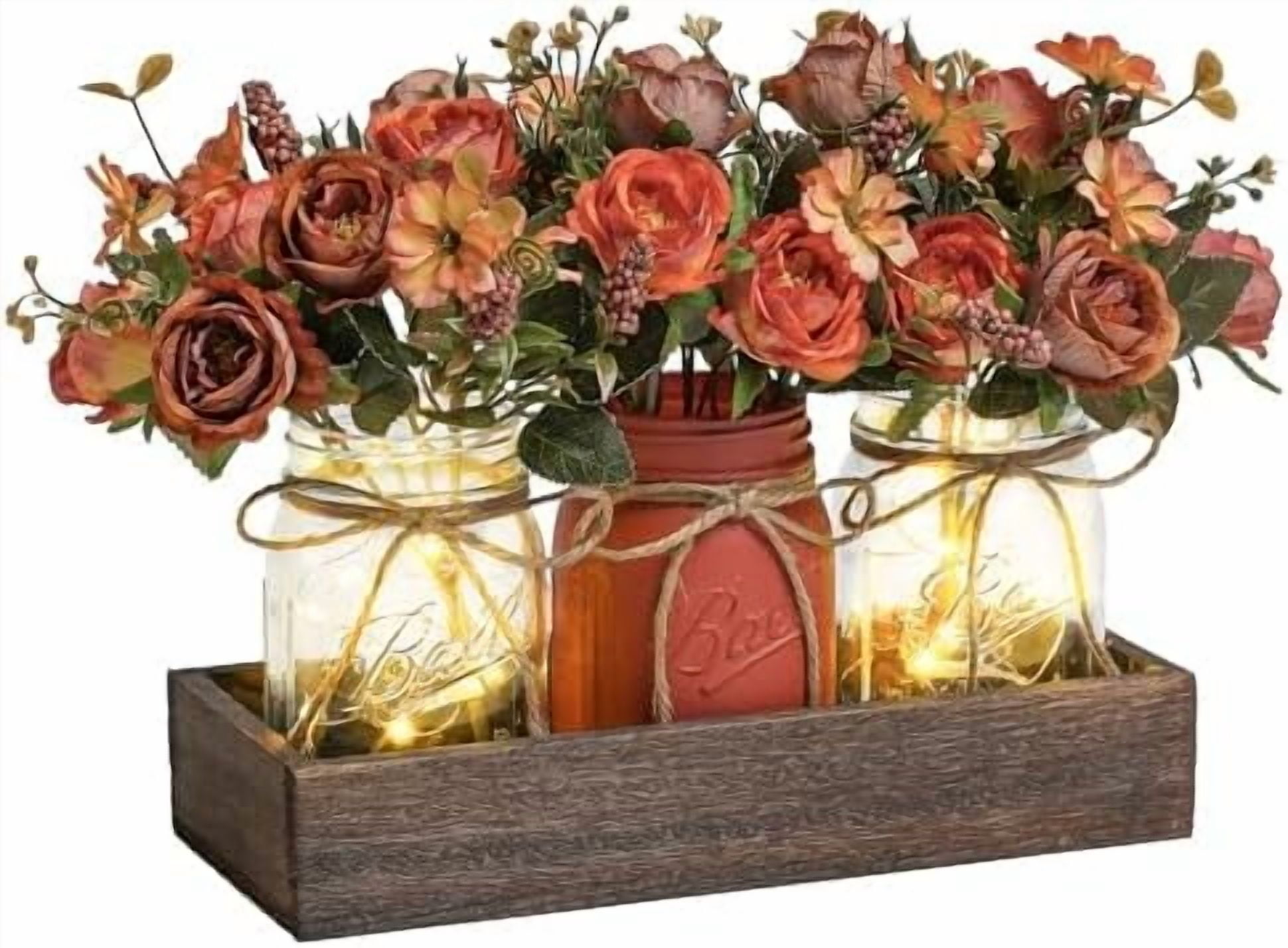 3 Pcs Mason Jar Centerpiece Table Decorations for Dining Table Decor ...