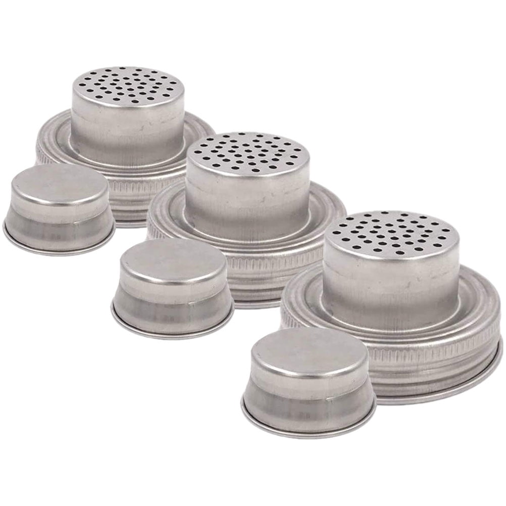 3 Pcs Mason Shaker Caps Pepper Stainless Steel Jar Lids Pour Spout ...
