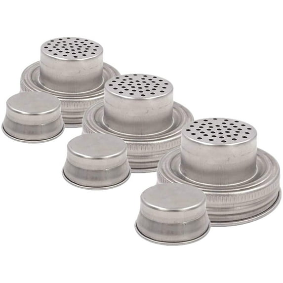 3 Pcs Mason Shaker Caps Pepper Stainless Steel Jar Lids Pour Spout ...