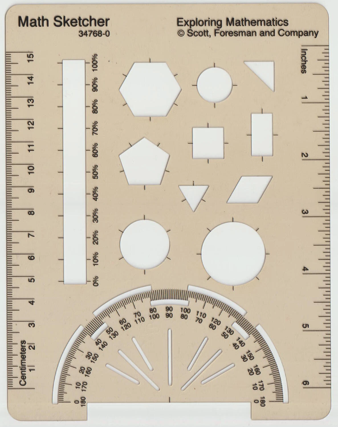3 Pcs Math Sketcher Protractor Geometric Shape Template Scott Foresman ...