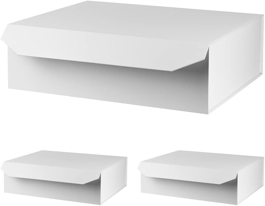 3 Pcs Matte White Extra Large Gift Box with Lid, 19x16x6 Inches, Hard ...