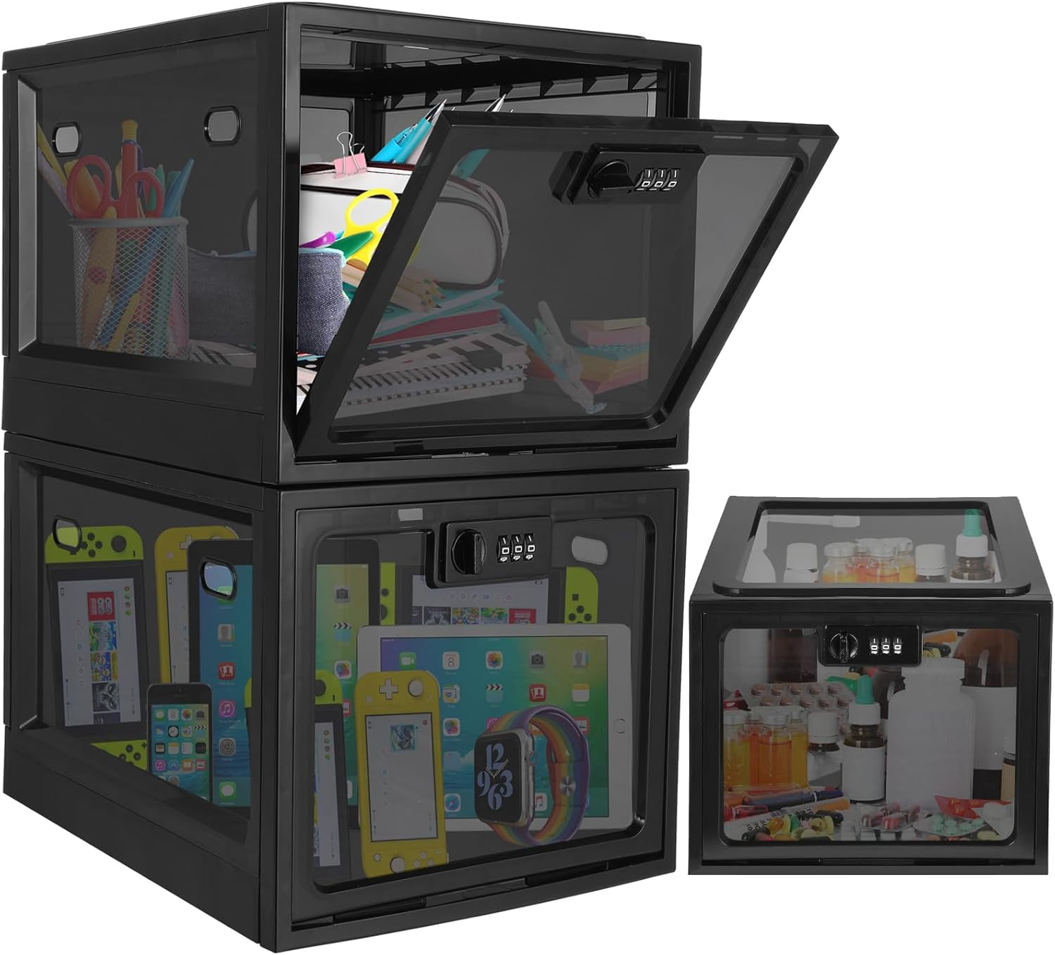 3 Pcs Medicine Lockable Box Combination Medication Lockable Container ...