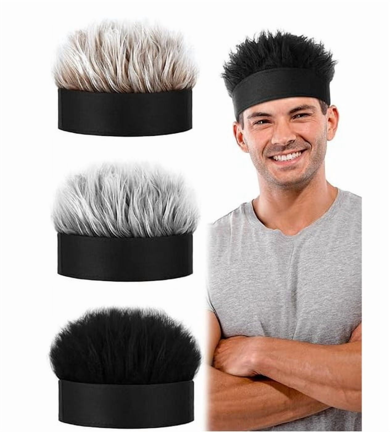 3 Pcs Men's Novelty Hair Hats, Spiked Funny Golf Visors, Adjustable Wig ...