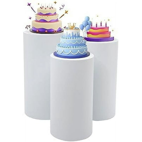 3 Pcs Metal Cylinder Pedestal Stands, Cylinder Stands for Party, Round ...