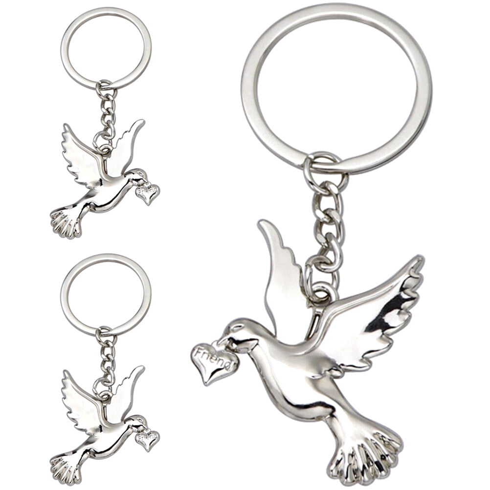 3 Pcs Metal Key Ring Phone Keychain Peace Unique Car Fob Bird Pendant ...