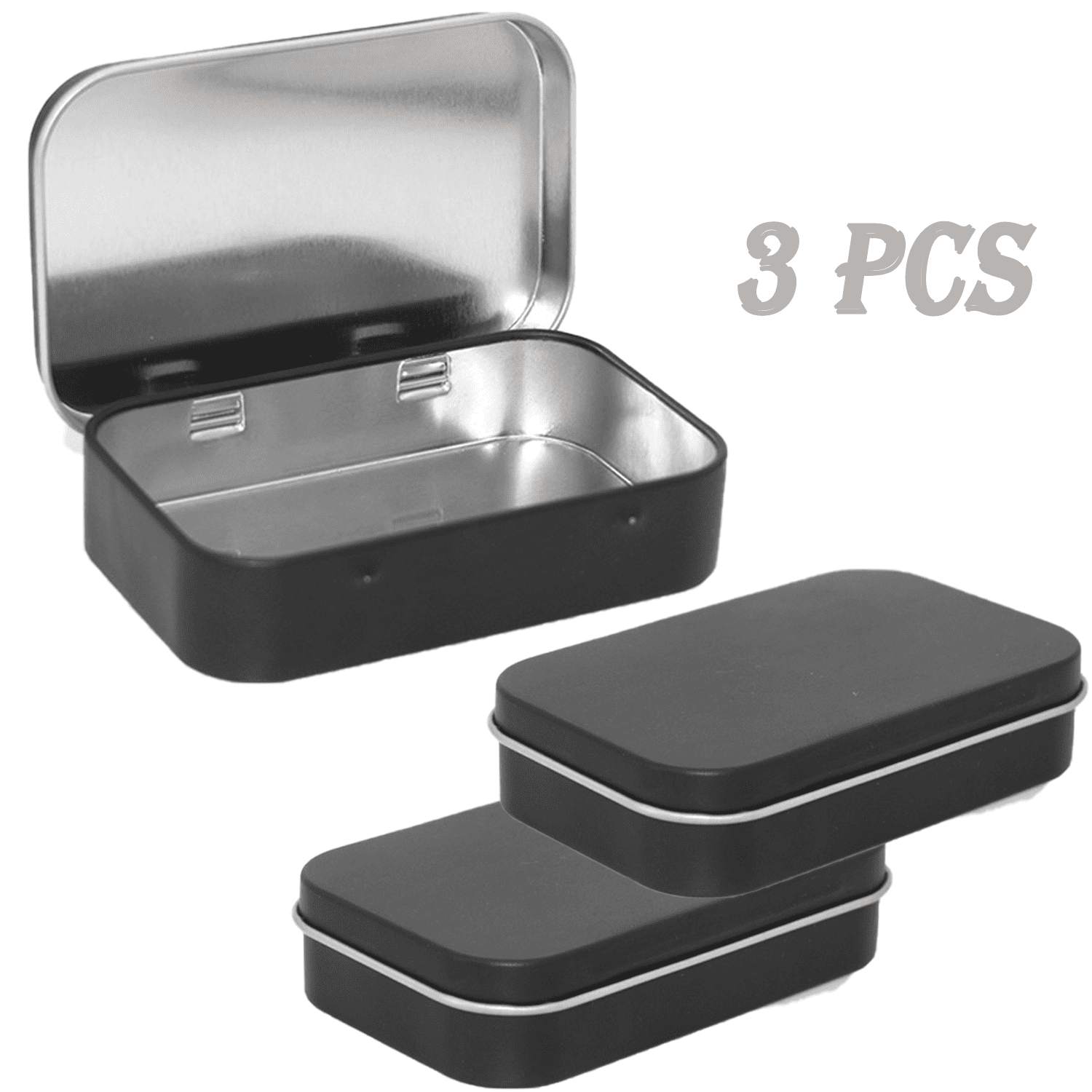 3 Pcs Metal Rectangular Empty Tin Box, Hinged Tins Tin Containers with ...