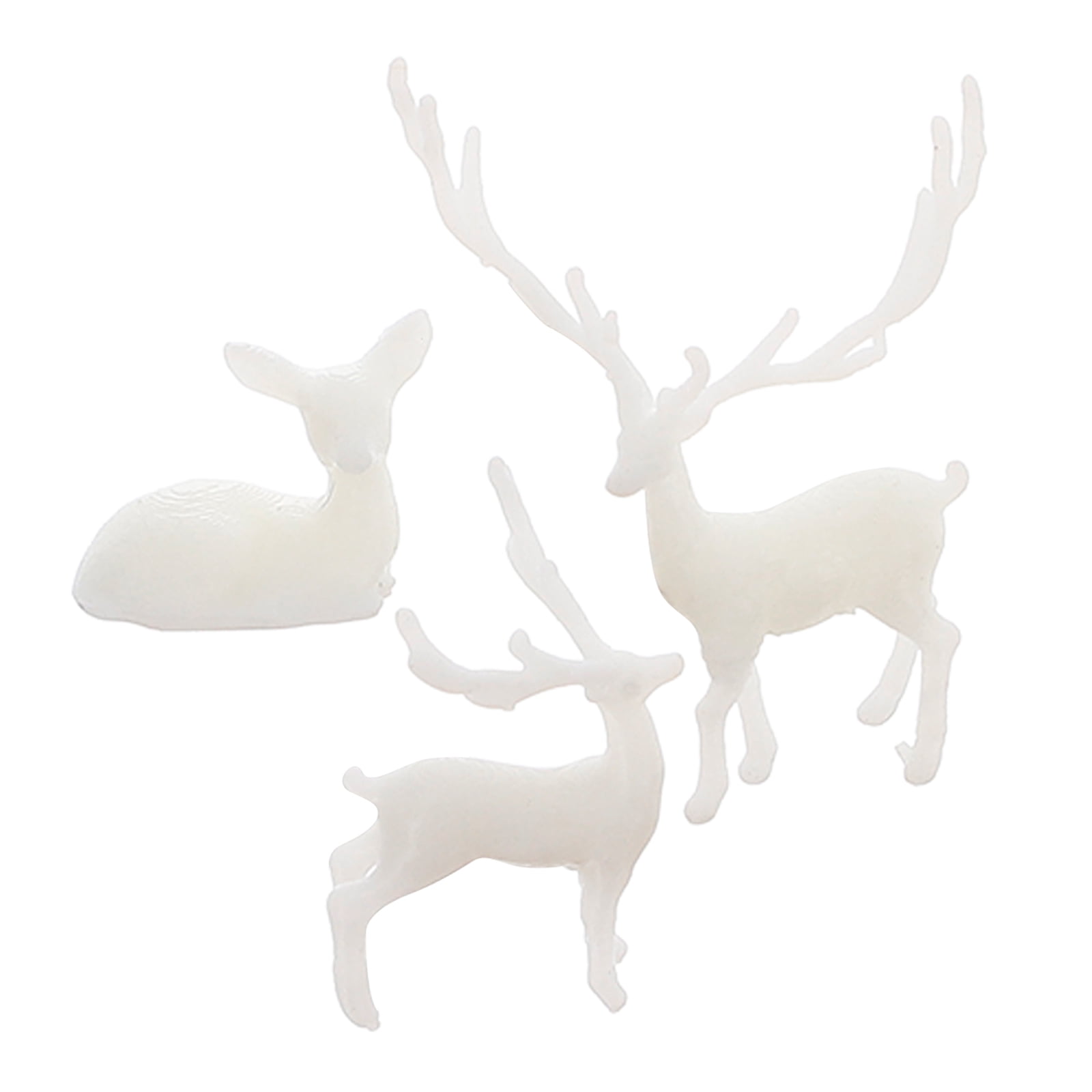 3 Pcs Micro Landscape Elk Model Small Statue Deer Sculpture White ...