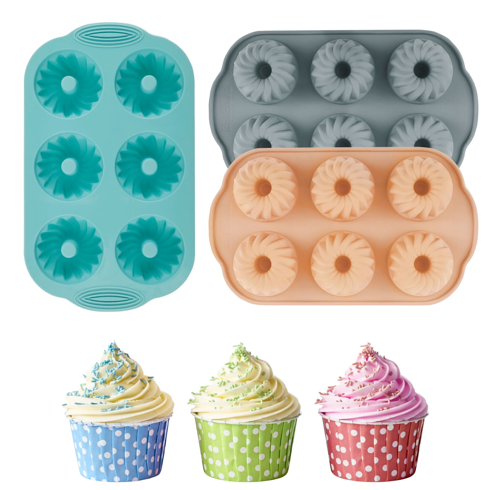 3 Pcs Mini Cake Pan for Baking - Silicone Fluted Tube Cake Pans ...