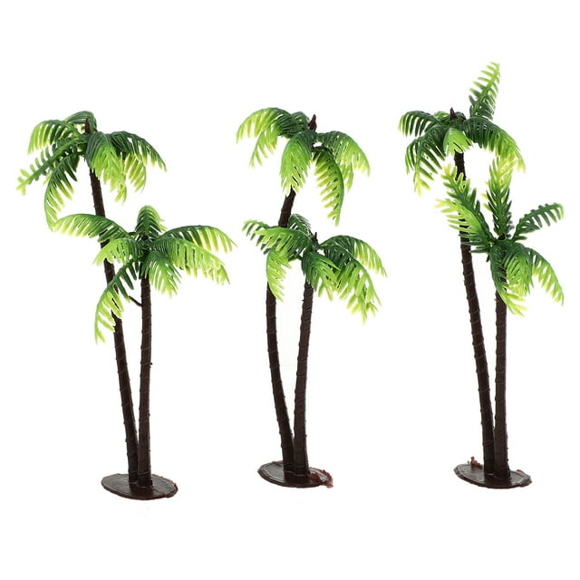 3 Pcs Mini Figurine Decor Simulated Coconut Tree Decoration DIY Bonsai ...