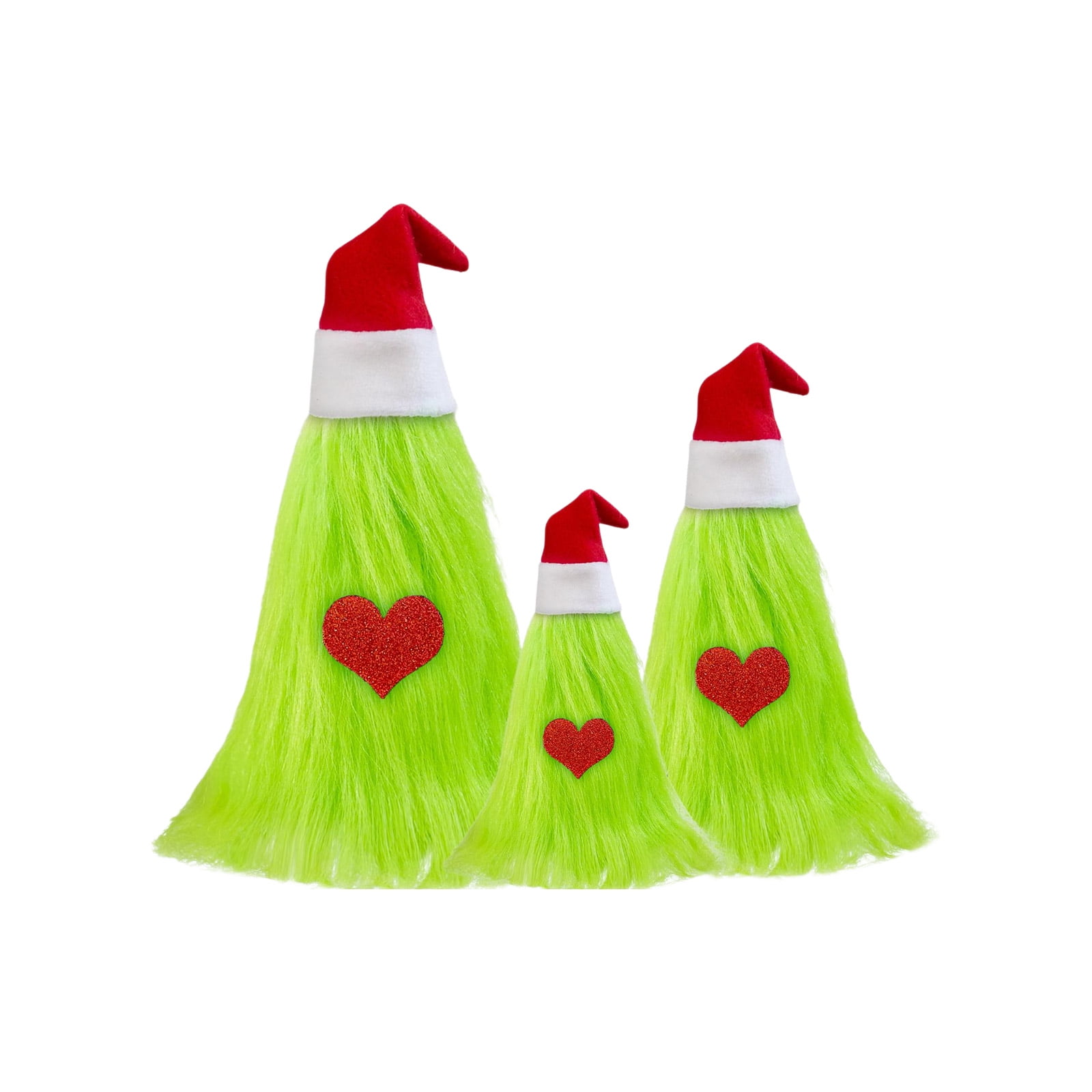 3 Pcs Mini Furry Green Monster Christmas Trees with Love, Lime Green ...