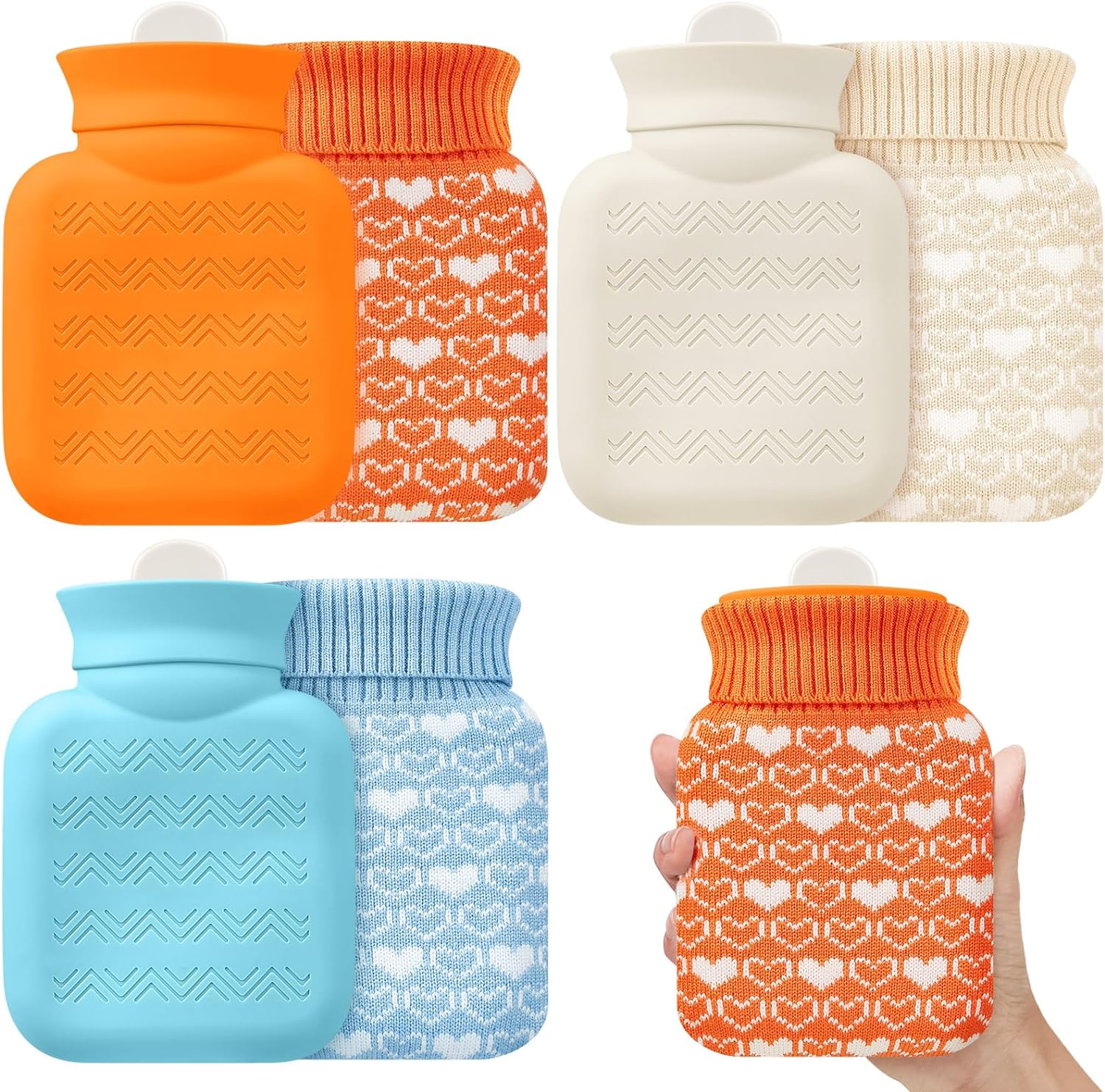 3 Pcs Mini Hot Water Bottle for Hot & Cold Compress with Cover 320ml ...