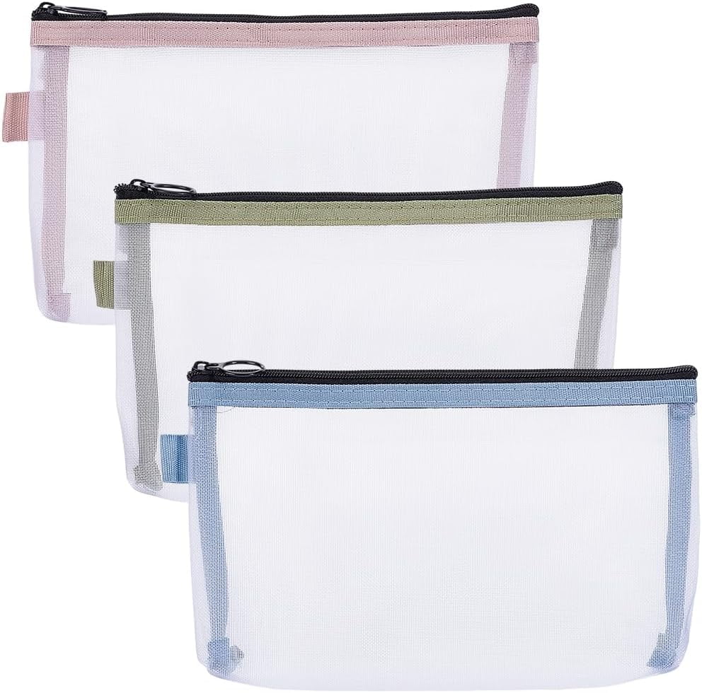 3 Pcs Mini Mesh Bag with Zipper Mini Mesh Makeup Bags Small Clear Nylon ...