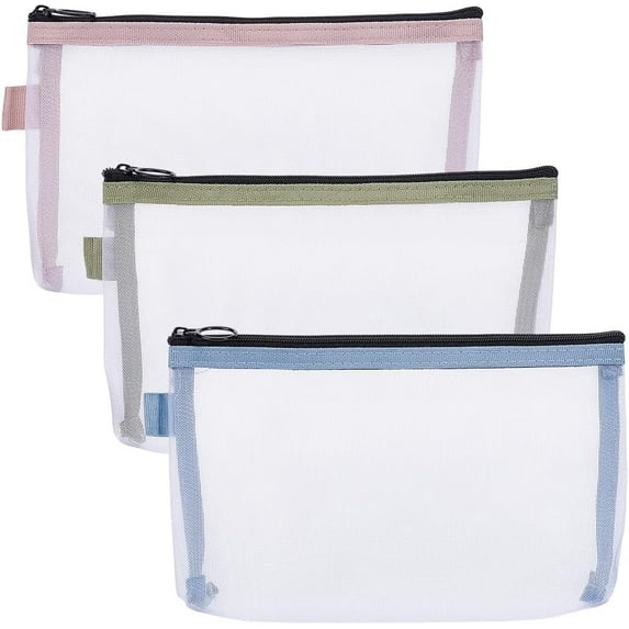 3 Pcs Mini Mesh Bag with Zipper Mini Mesh Makeup Bags Small Clear Nylon ...
