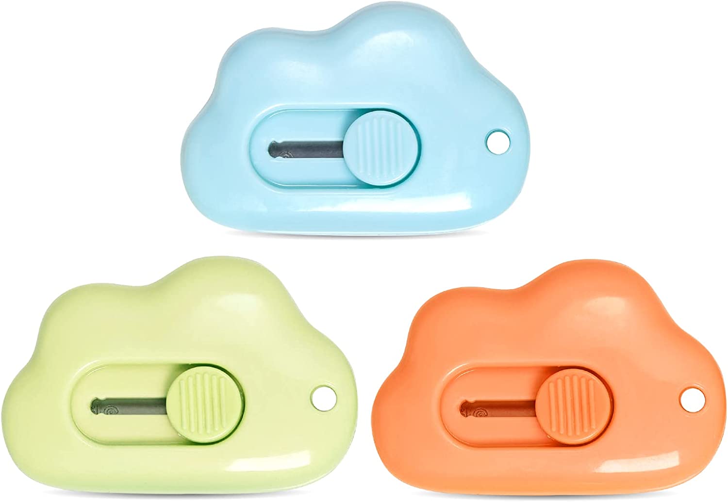 3 Pcs Mini Retractable Utility Knife Cloud Pocket Box Cutters Plastic ...