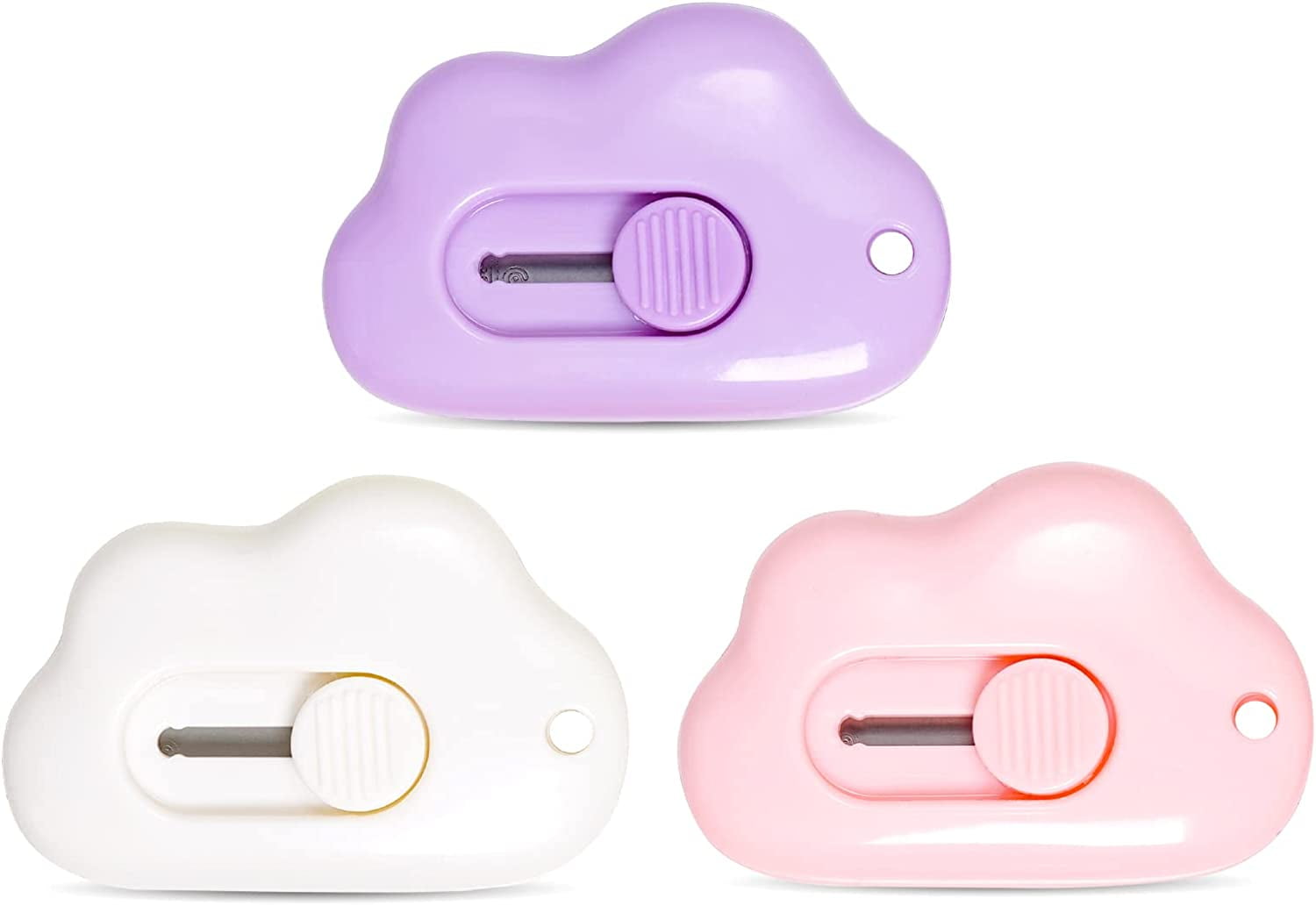3 Pcs Mini Retractable Utility Knife Cloud Pocket Box Cutters Plastic ...
