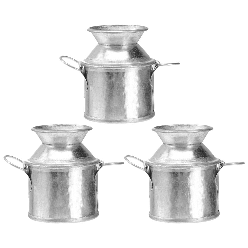Silver Mini Metal Buckets for Decor Realistic Iron Vases 3pcs Small ...