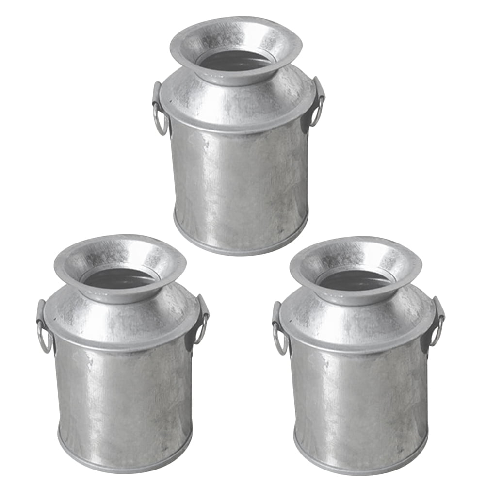 3 Pcs Mini Vases for Flowers Miniature Galvanized Milk Can Small Silver ...