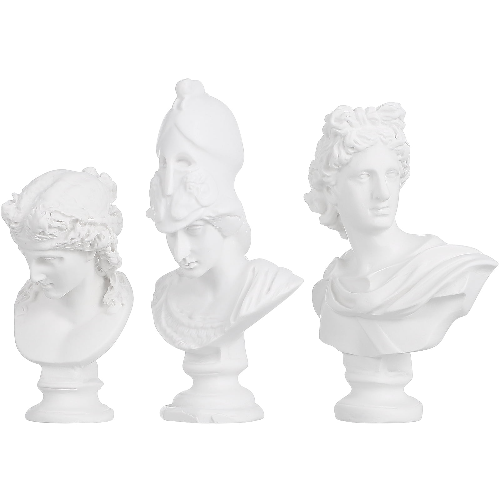 3 Pcs Miniature Bust Desk Sculpture Athena Statue Famous Plaster ...