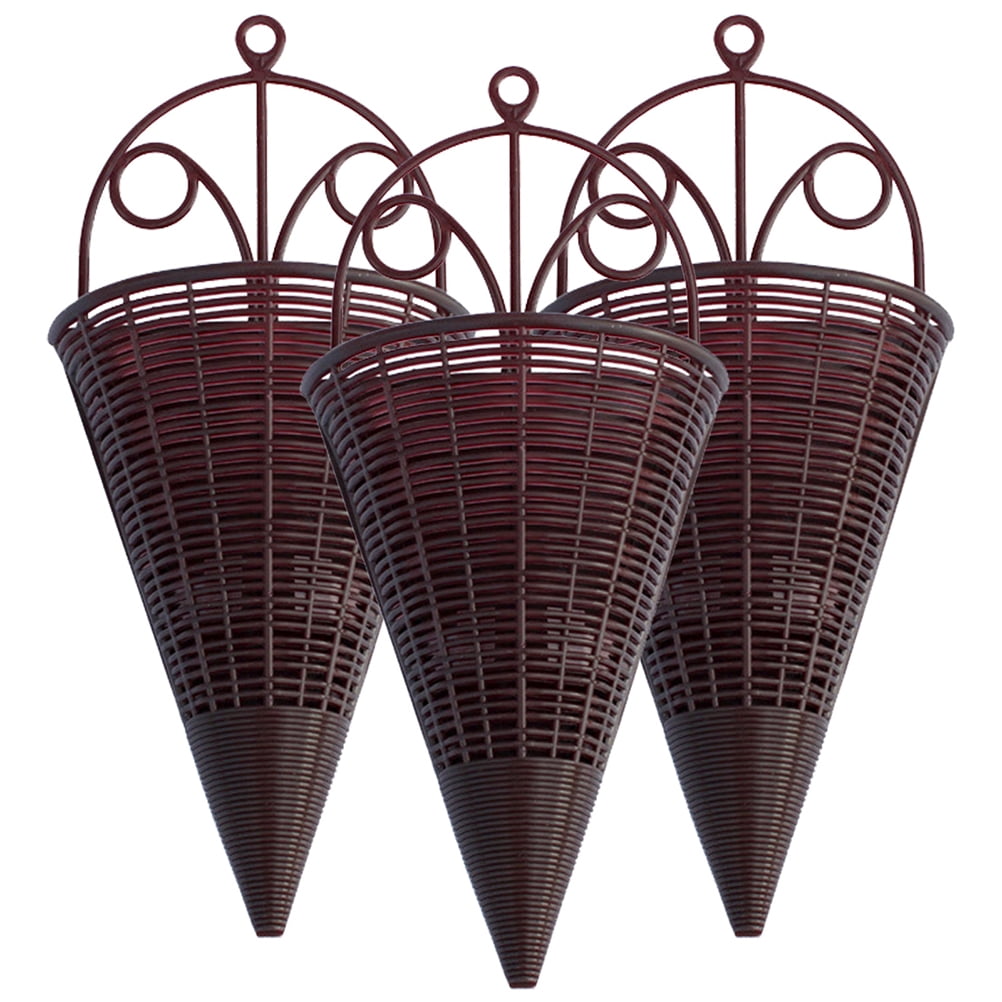 3 Pcs Modern Hanging Planter Cone Baskets Imitation Rattan Wall Flower ...