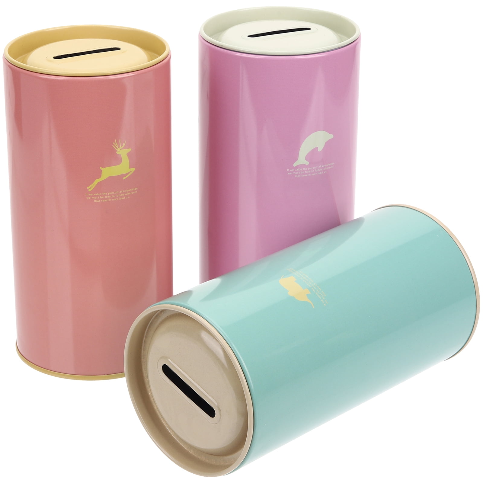 3 Pcs Money Cash Round Piggy Bank Coin Container Child 14.50X7.50X7 ...